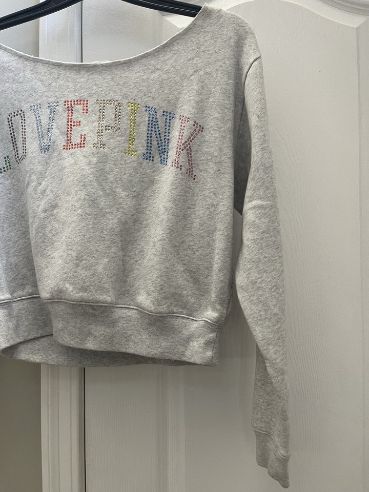 VICTORIAS SECRET LOVE PINK EVERYDAY LOUNGE OFF THE SHOULDER SWEATSHIRT ...