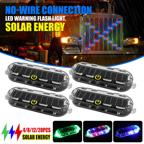 Wireless Car Solar RGB LED Strobe Warning Light Emergency Side Signal ...