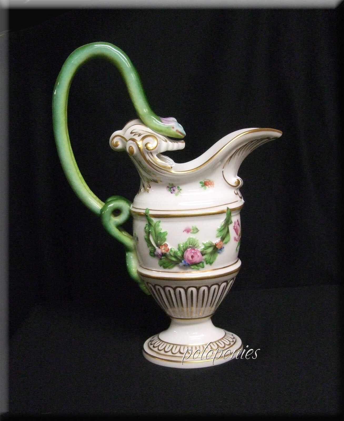 HEREND Pitcher with Double Snake Handle 6625c | eBay