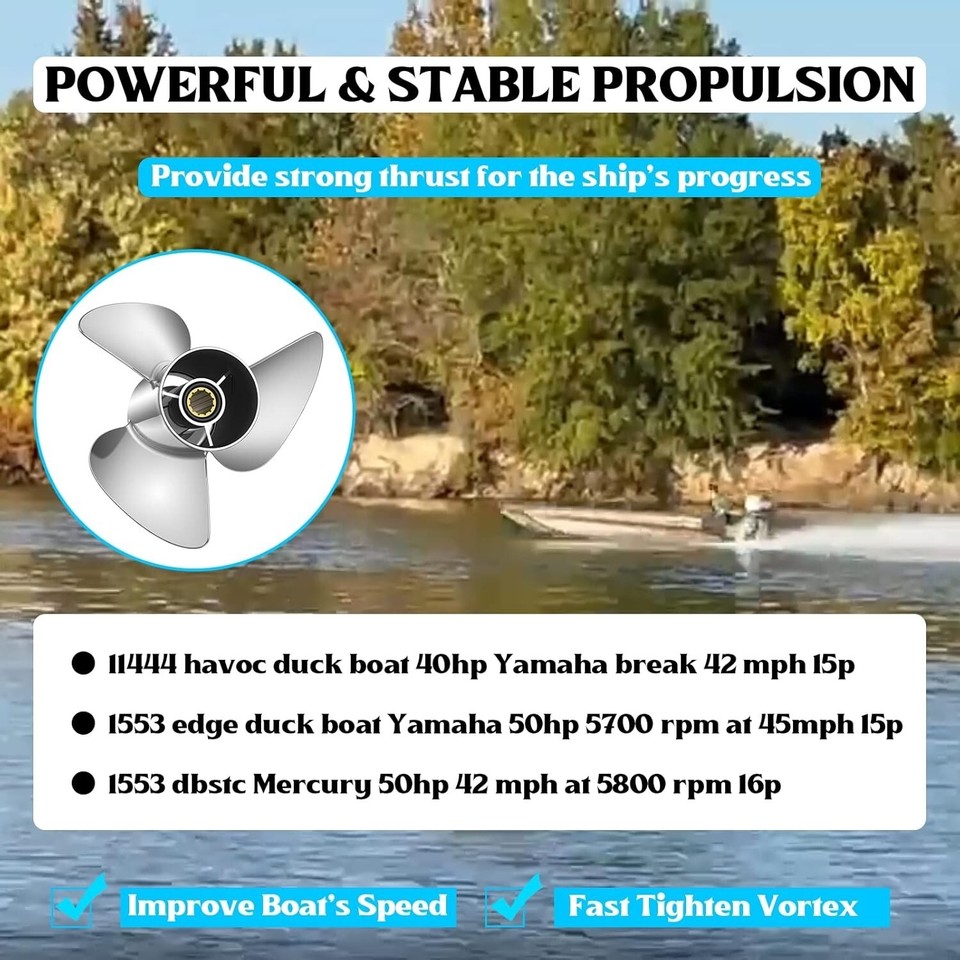 10.25 x 16 YBS Polished Stainless Steel Outboard Propeller For Yamaha 25-60HP,RH | eBay
