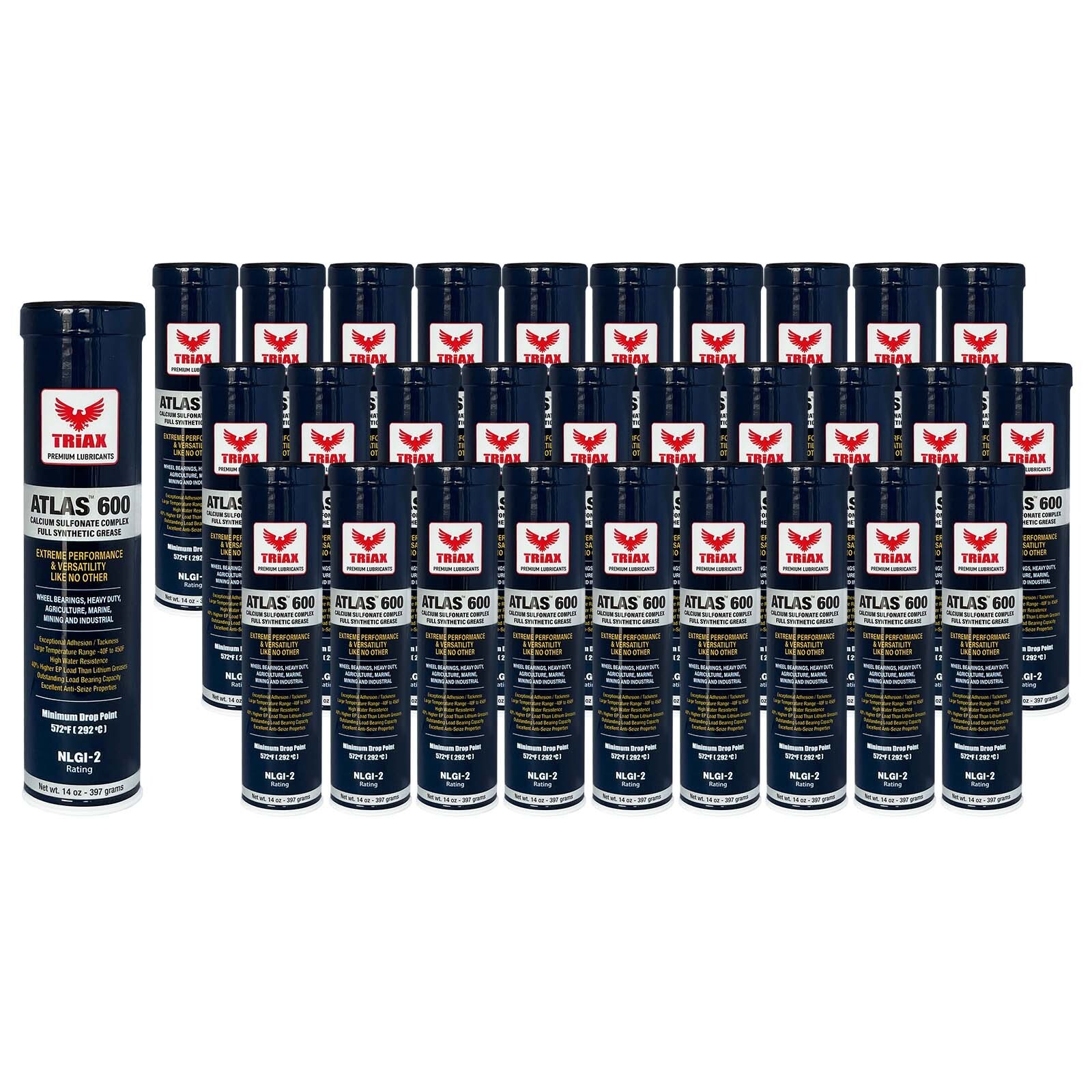 TRIAX Atlas 600 Grease, Full Synthetic High Temp NLGI-2, 14 Oz (30 Tube ...