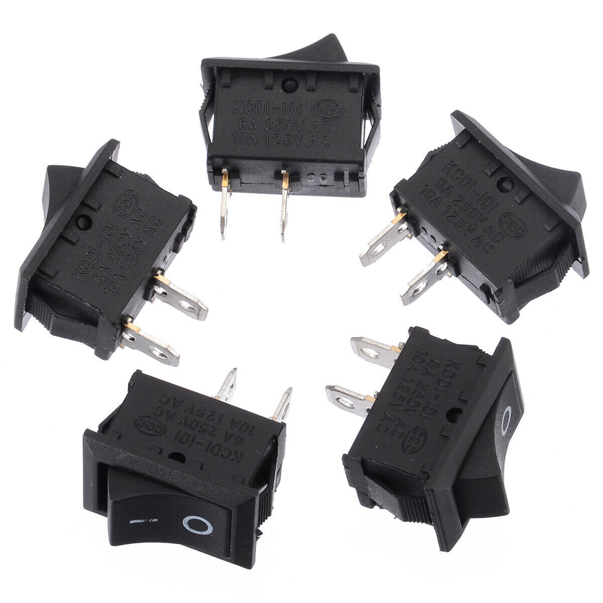 10x SPST On/Off Black Square I/O Rocker Mini 12V Switch for Automotive ...