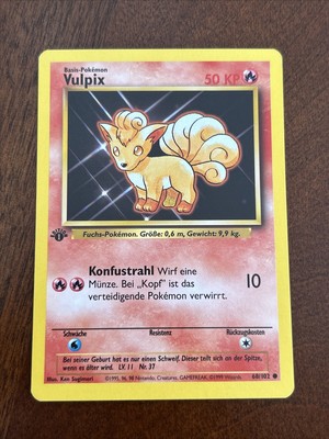 Pokémon TCG Vulpix Base Set 68/102 Regular 1st Edition Common German | eBay