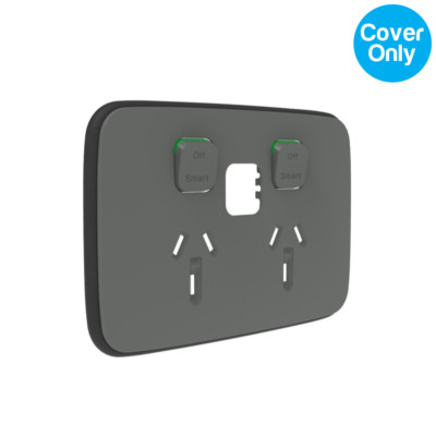 Clipsal Iconic Essence Connected Socket Double Powerpoint Skin Ash Grey ...