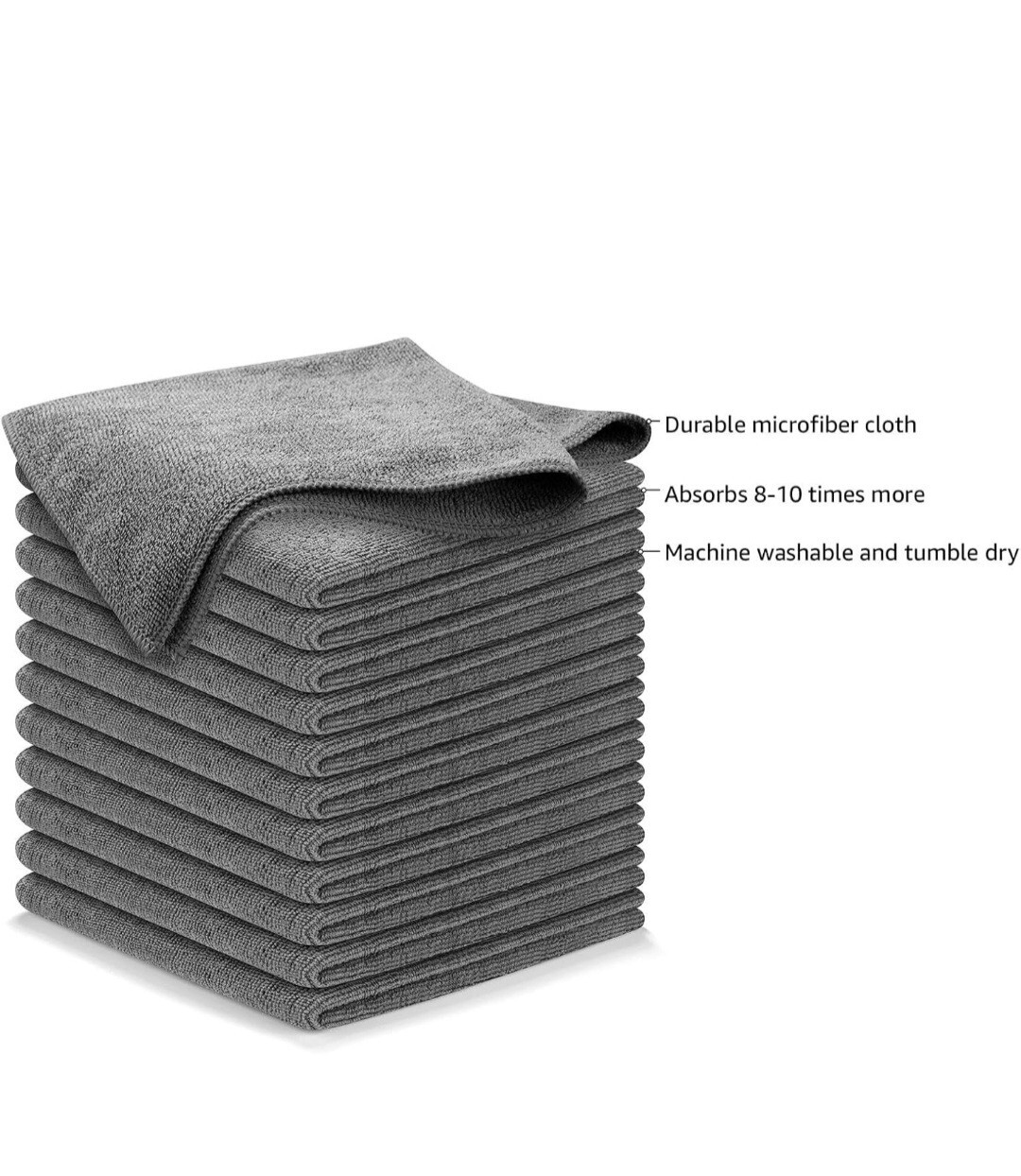 Microfiber Cleaning Cloth Grey – 12 Pcs (12.5”x12.5”) – High ...