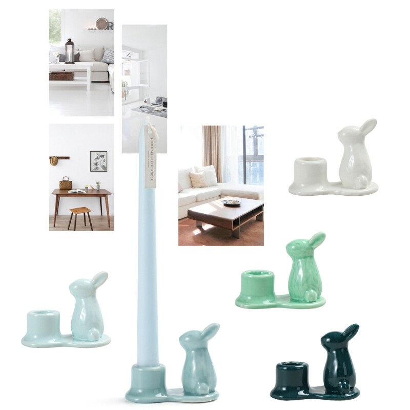 Ceramic Rabbit Stand Aesthetic Rabbit Candlesticks Home Decors for ...