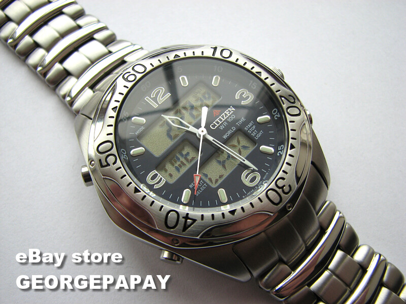 NOS RARE Vintage Citizen Promaster JQ8020 C460 SS LCD Analog-digital ...