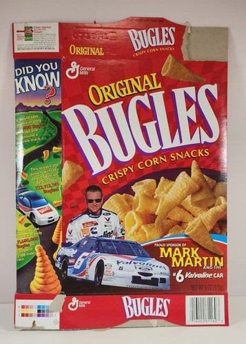 Cereal Box General Mills Bugles Mark Martin #6 Valvoline Unopened Still ...