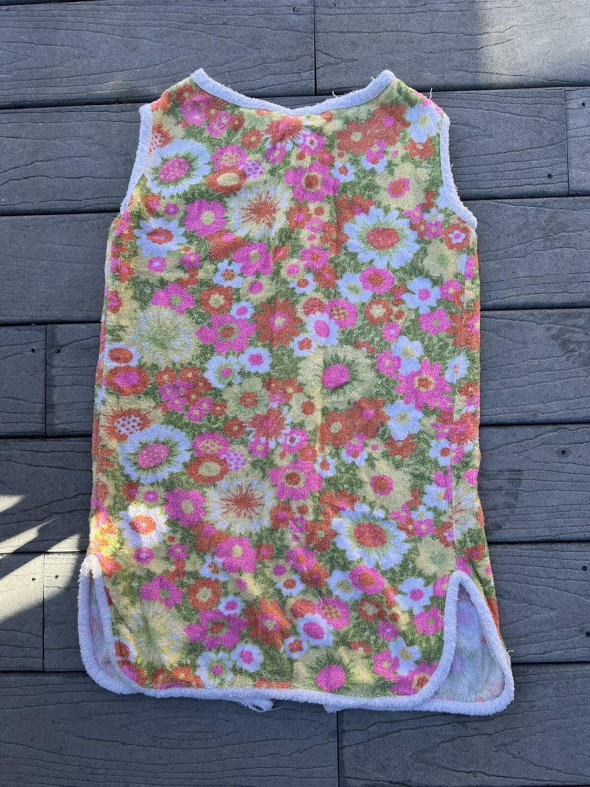 Vintage 1960/1970s Terri cloth Towel Dress Bright Flo… - Gem