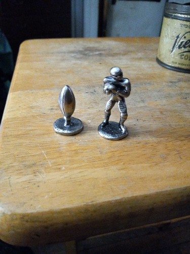 Vintage Pewter Football Player & Football Figurine Mini Figures Paper ...