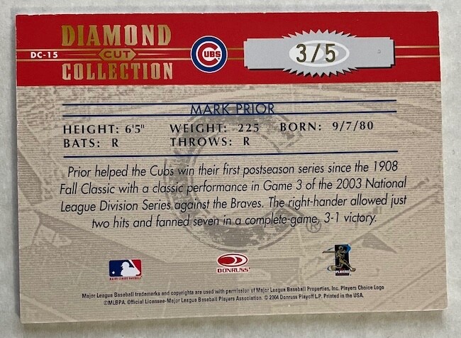 2004 DIAMOND KINGS Diamond Collection "Mark Prior" Autographed Pr: 5 | eBay