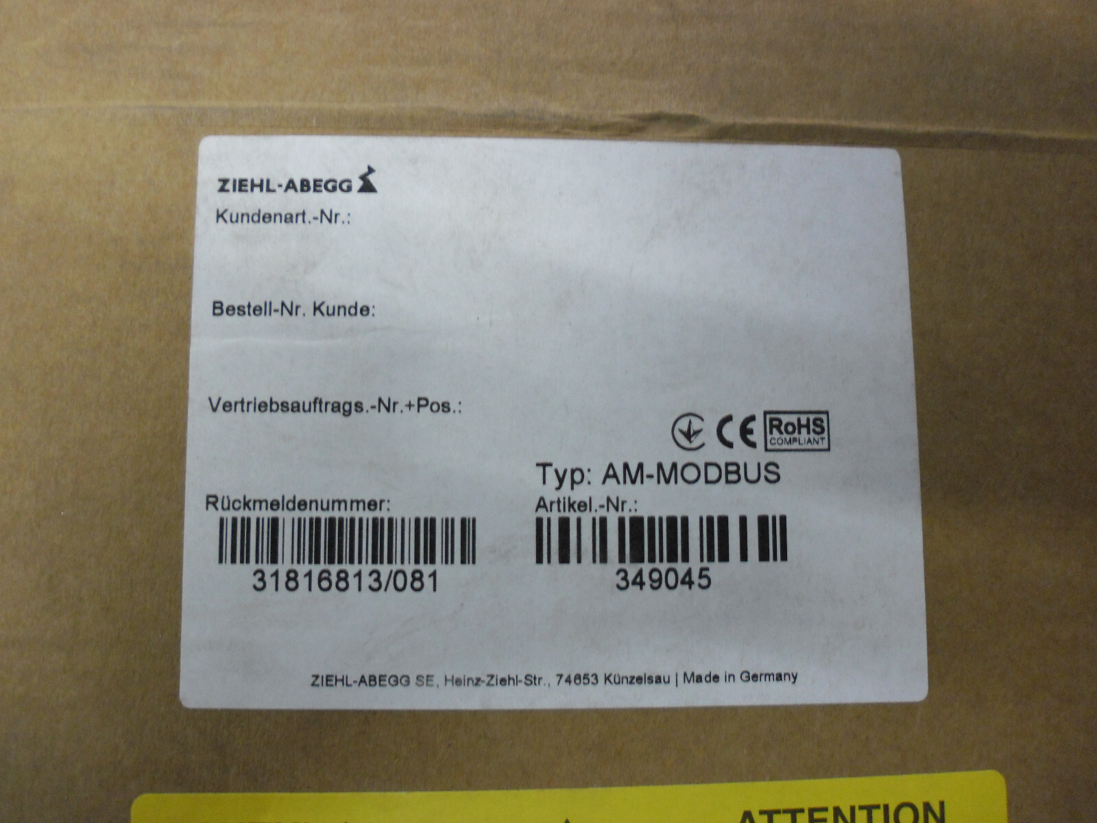 AM-MODBUS(-W) - ZIEHL-ABEGG- Modbus Add On Module for EC BLUE Motors ...