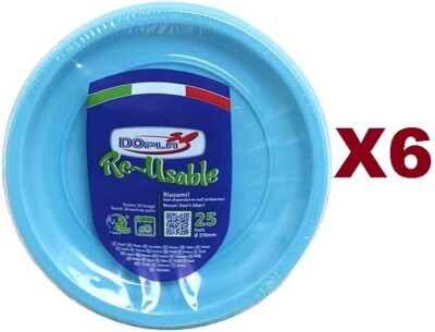 150 PIATTI PIANI Ø22 RICICLABILE AZZURRO DOPLA RE-USABLE LAVABILI | eBay