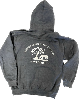 HAHS Hooved Animal Humane Society Hooded Sweatshirt Grey Unisex Large ...