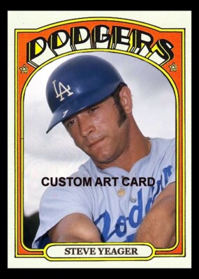 Steve Yeager Los Angeles Dodgers 1972 Style Custom baseball Art Card | eBay