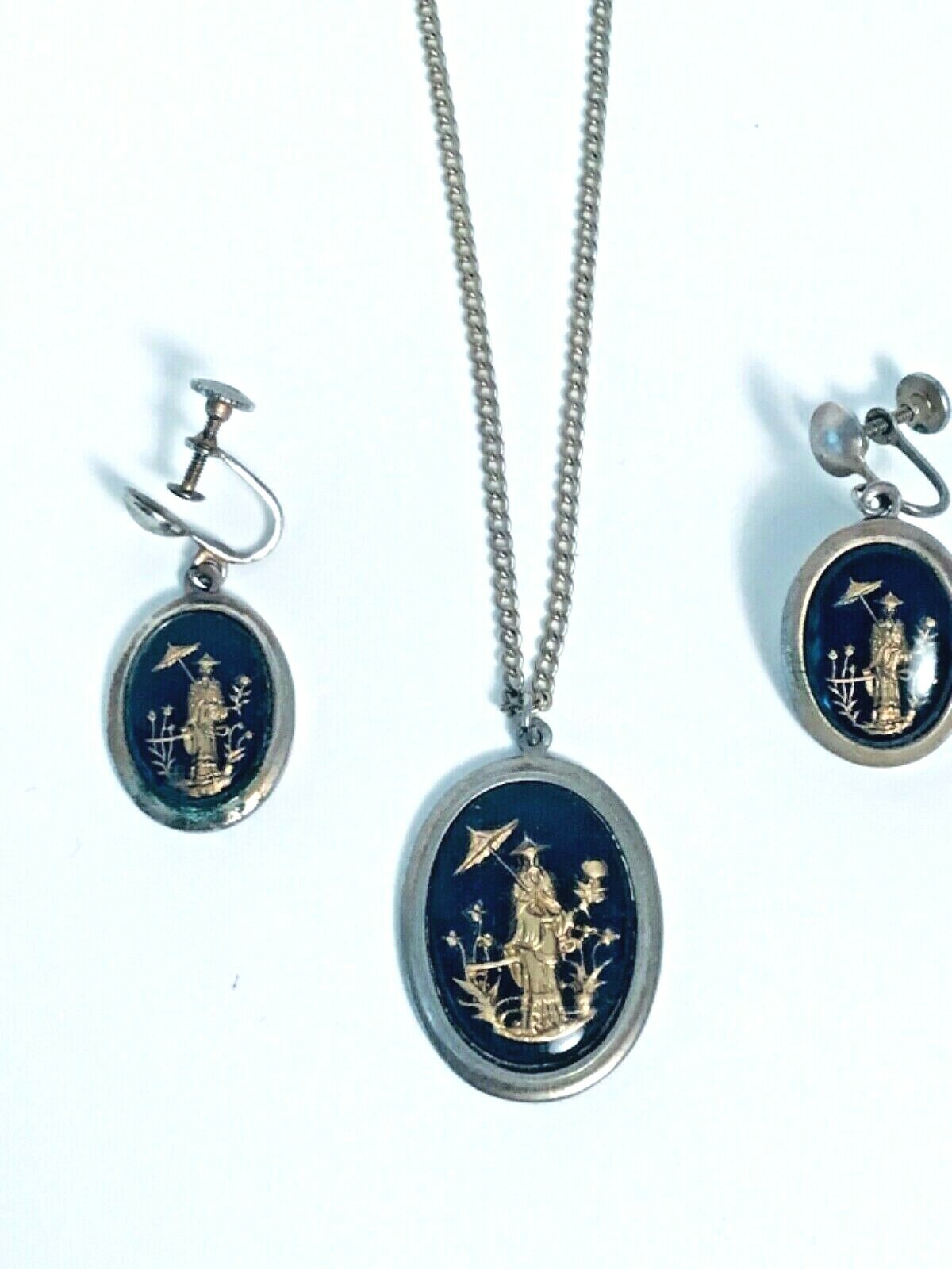 VTG REVERSE CARVED INTAGLIO ASIAN PENDANT NECKLACE + … - Gem