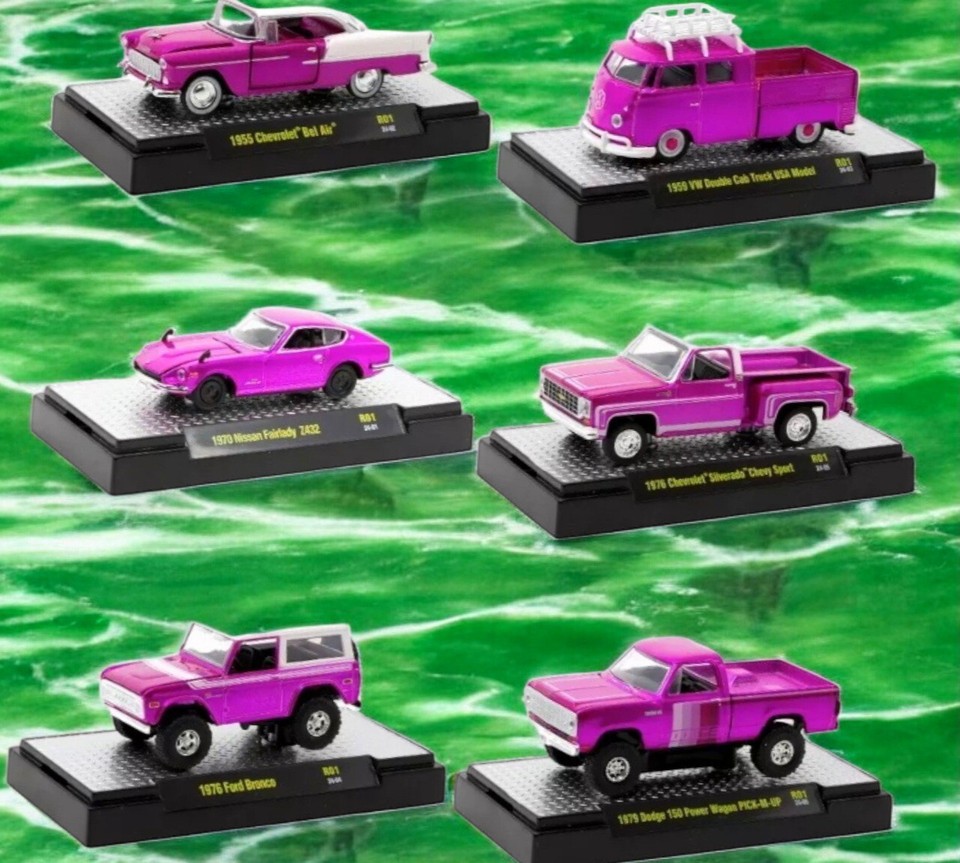 M2 Machines Pink Chrome Series Chevy Volkswagen Nissan Ford Dodge FULL ...