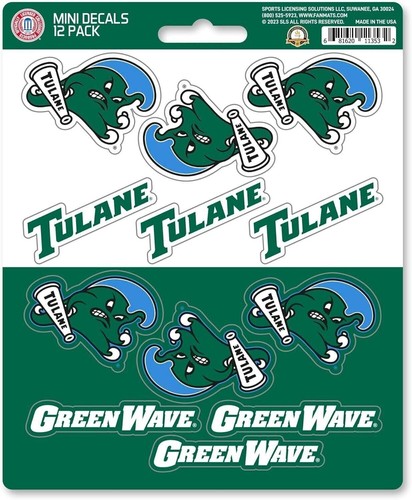 Tulane University Green Wave 12-Piece Mini Decal Sticker Set, 5x6 Inch ...