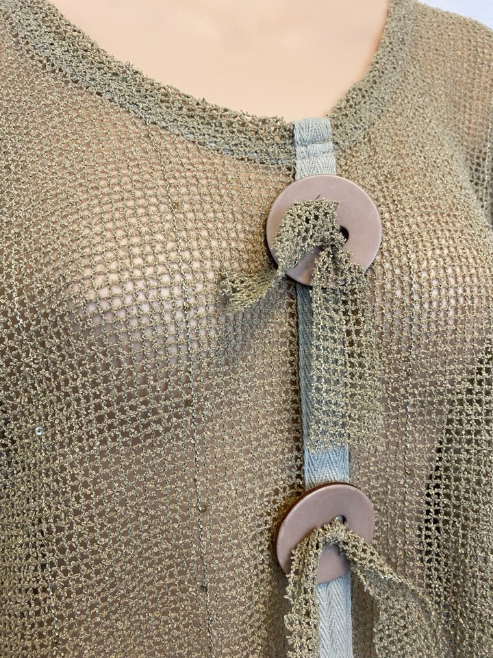 Noelle Womens One Size Fish Net Knit Top Mesh Bolero Metalic Sequines ...