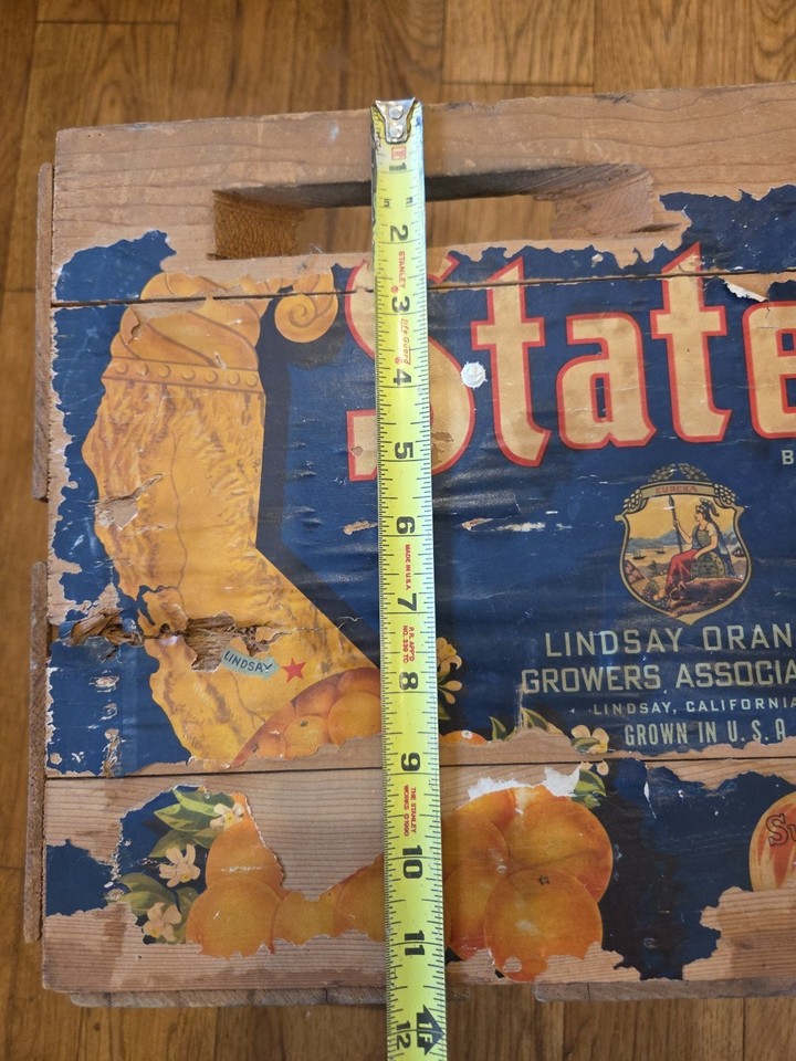 Vintage Wooden Fruit Crate Box State Sunkist Lindsay Orange Growers ...