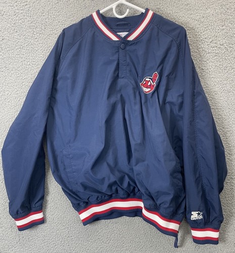 🔥 Starter Cleveland Indians Pullover Jacket Chief Wahoo Front & Back ...