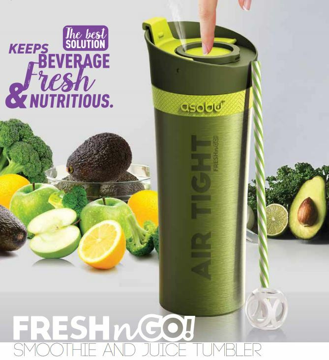 Asobu Fresh n' Go Smoothie Juice Tumbler Built-in Air Pump Work Out ...