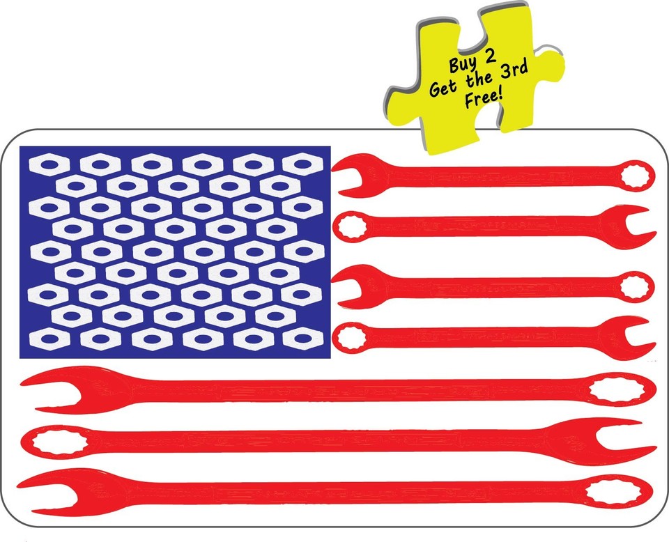 Mechanics American Wrench and Nut USA Flag Mechanic Shop Box Decal ...