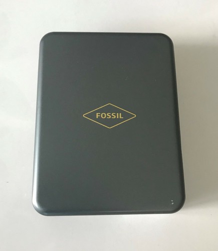 Authentic FOSSIL Empty Metal Box Tin Collectable Jewellery 9.5x12.5x3cm ...