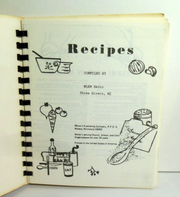 Three Rivers Michigan WLKM Radio COOKBOOK Vintage Midwest Favorite ...