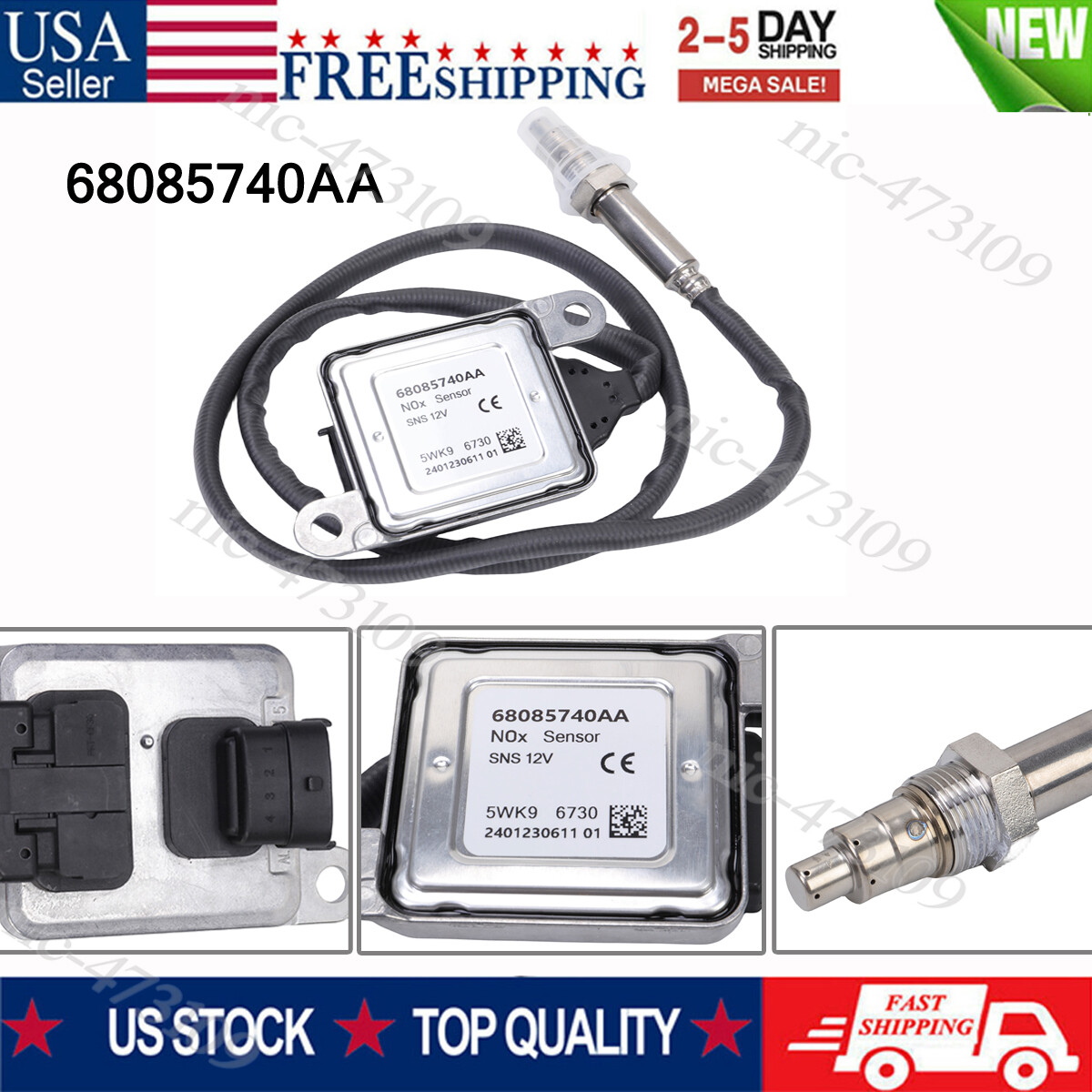 Dowmstream NOX Sensor 5WK96730 For 2013-2015 Dodge Ram 2500/3500/4500 ...