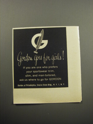 1957 Gordon of Philadelphia Sportswear Ad - Gordon goes for girls | eBay