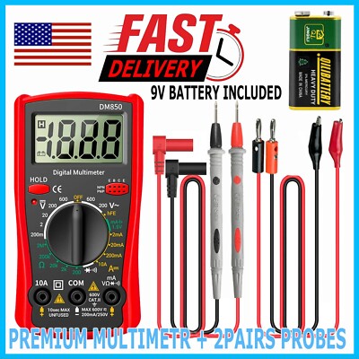 LCD Digital Multimeter Voltmeter Ammeter Ohmmeter Volt AC DC Tester ...