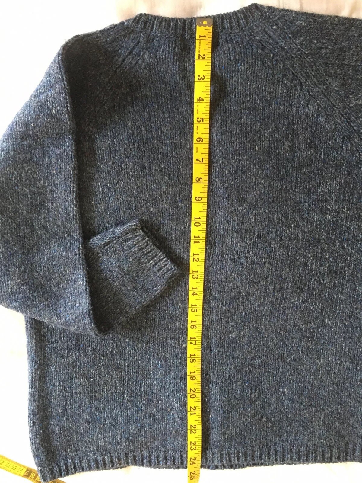 LL BEAN V neck Long sleeved Marled Blue Wool Sweater - GREAT Size S | eBay