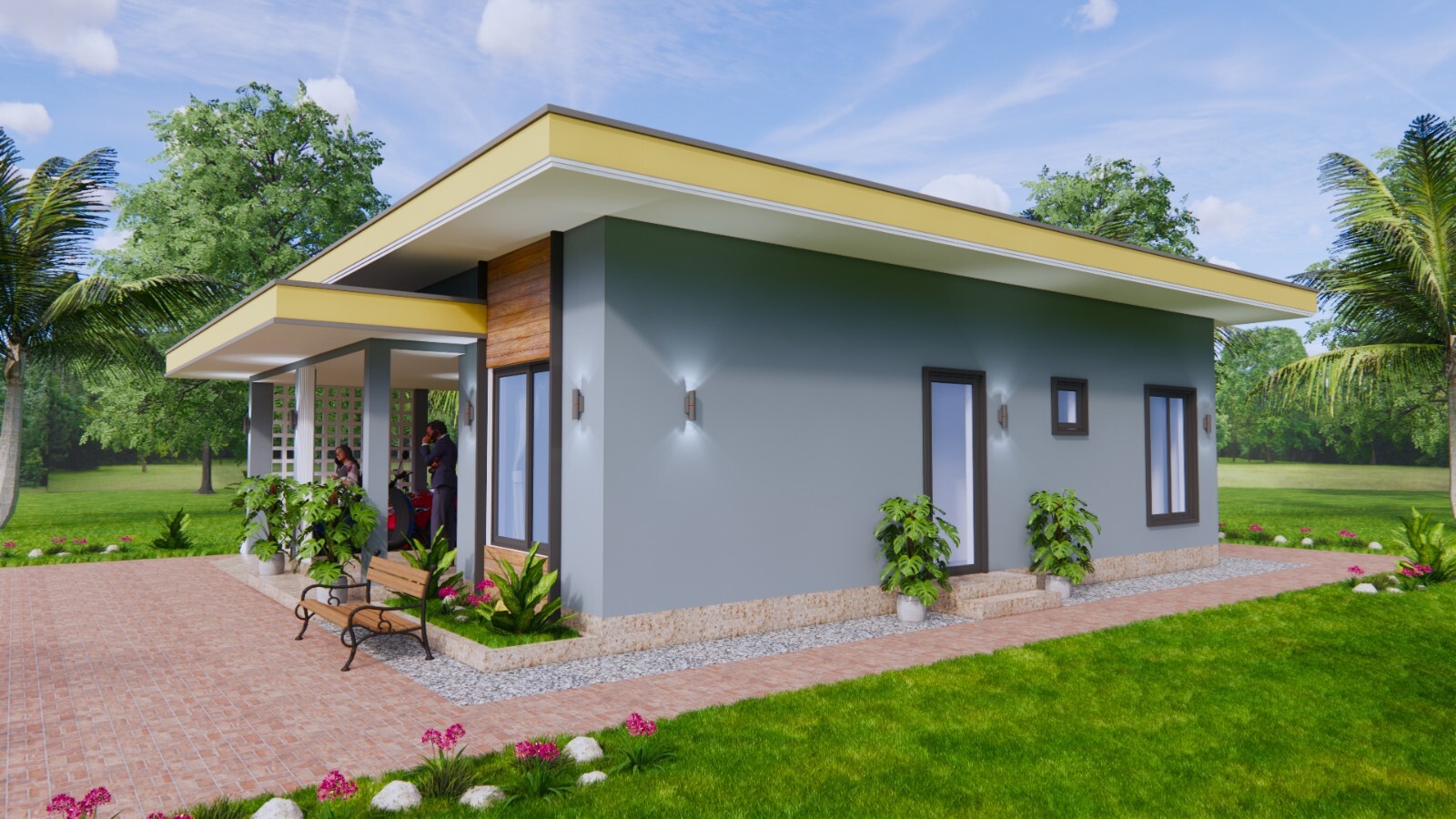 30x36 Feet House Design Plans 9x11 Meter 2 Bed 1 Bath Hidden Roof (A4 ...