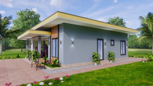 30x36 Feet House Design Plans 9x11 Meter 2 Bed 1 Bath Hidden Roof (A4 ...