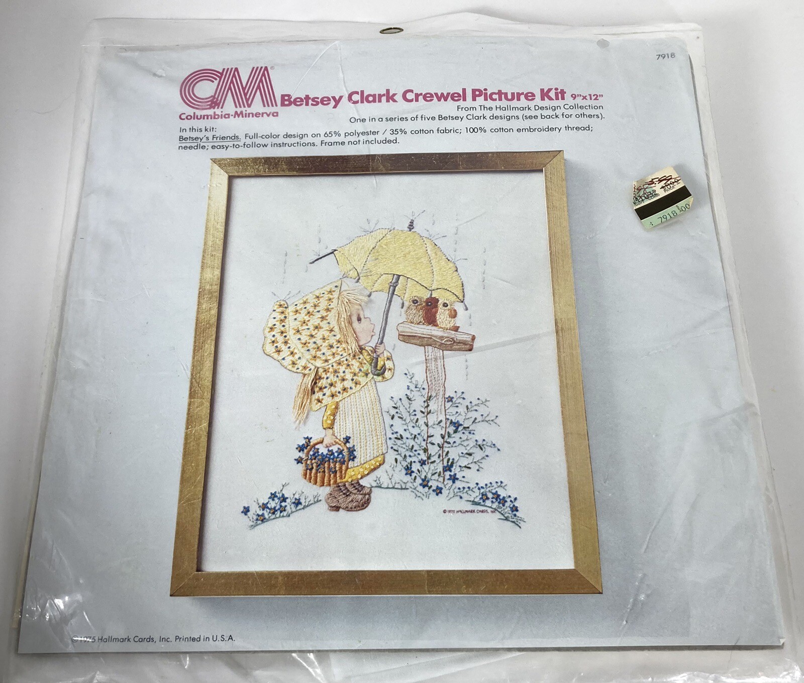CM BETSEY CLARK Crewel Kit Hallmark BETSEYS FRIENDS Girl Birds Flower 9 ...