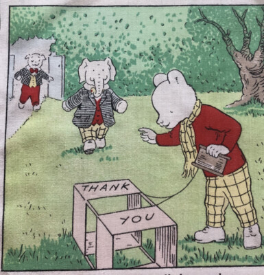 Vintage 1970’s Rupert The Bear Cotton Fabric panel 19cm sq Edward Trunk ...