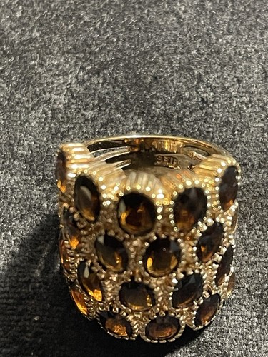 Sterling Silver SETA Gold Toned Smoky Quartz Cluster Ring Size 9 ...