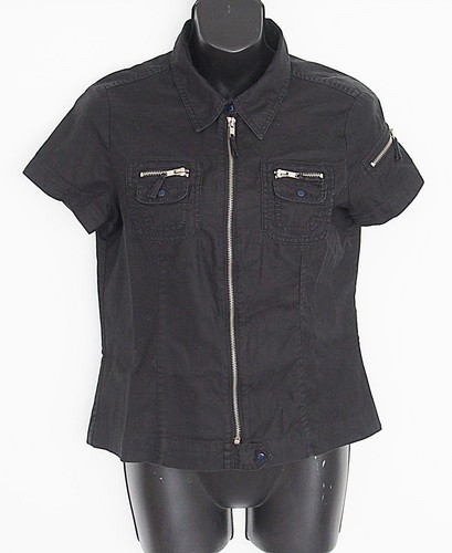 Marc Jacobs Women's 100% Cotton Short Sleeve Zip Closure Top Blouse ...