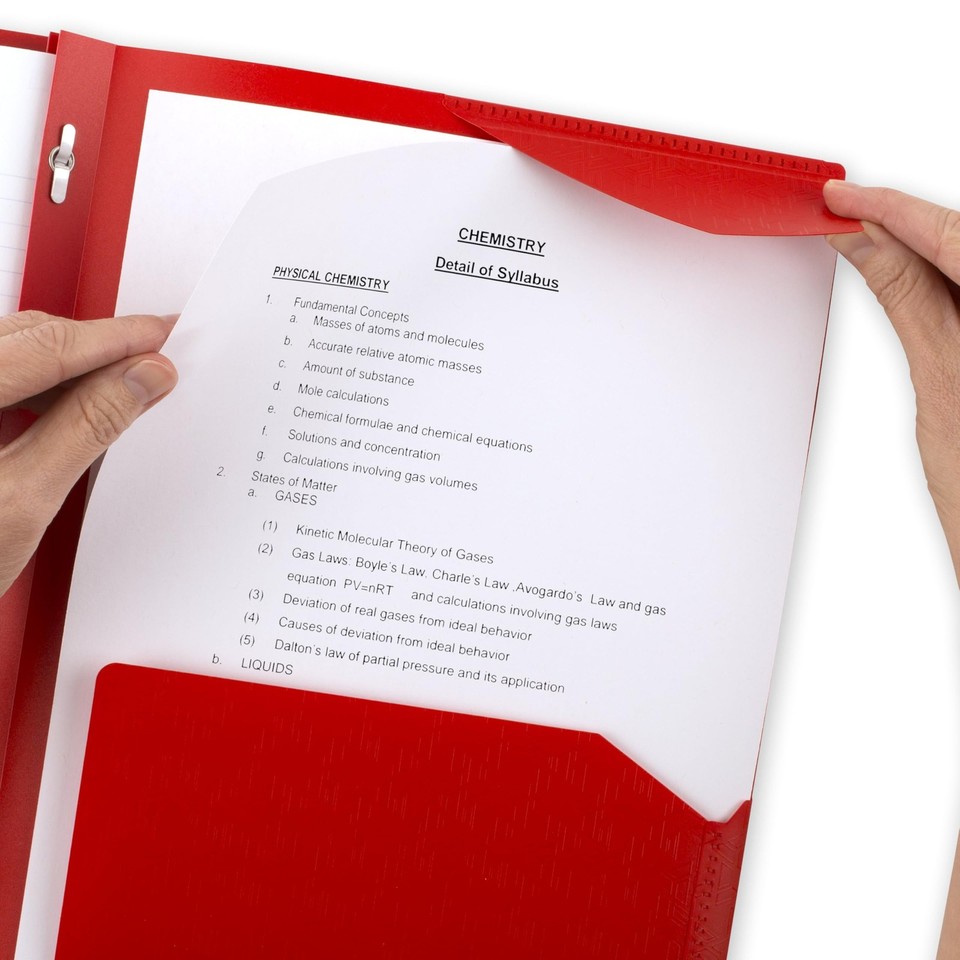 2-Pocket Folder Plastic Folder with Stay-Put Tabs and Prong Fasteners ...