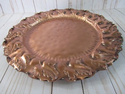 New Gregorian 100% Copper Tray Wall Decor 15" Platter USA Made Hammered ...