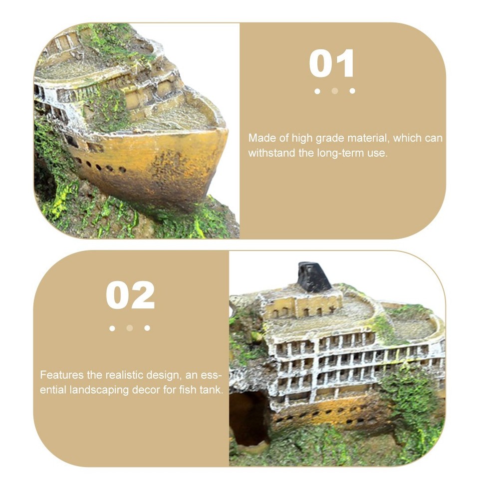 Tank Decor Fish Landscape Delicate Aquarium Shipwreck Accessory Desktop ...