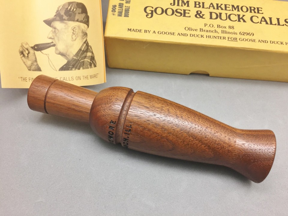 Jim Blakemore #006 Mallard Duck Double Reed Call w/ Box, Papers Olive ...