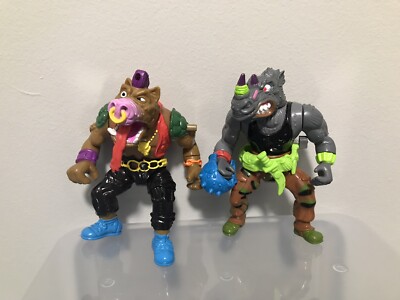 Wacky Action Bebop & Rocksteady 1991 Playmates Mutant Ninja Turtles Lot ...