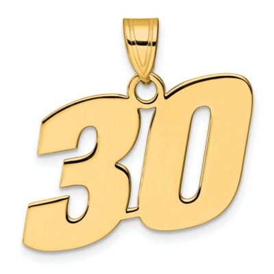14K Yellow Gold Polished Block Number 30 Pendant | eBay