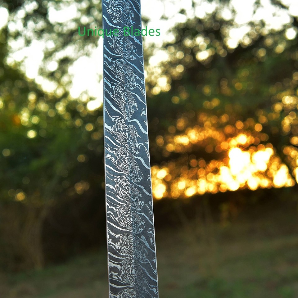 Real Damascus Steel Sword' Full Tang Hunting Sword Fix Blade Sword ...