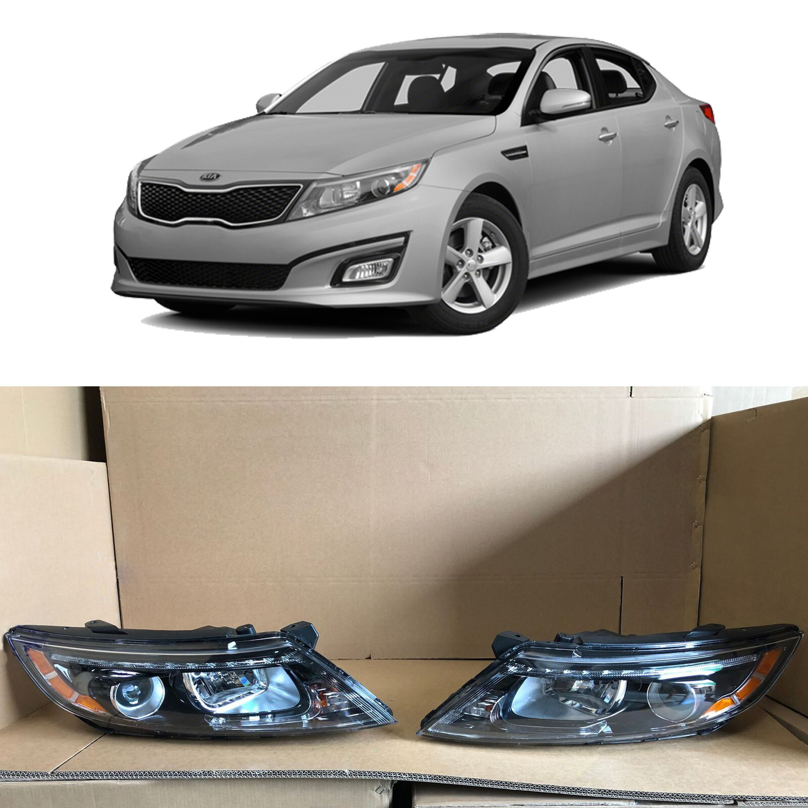 Halogen Headlight w/ LED DRL Accent Bar for 2014 2015 Kia Optima Pair ...