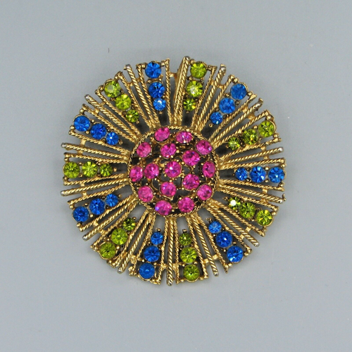 Vintage Spectacular Rhinestone Sunburst Pin Brooch #5994 Gift Box Free ...