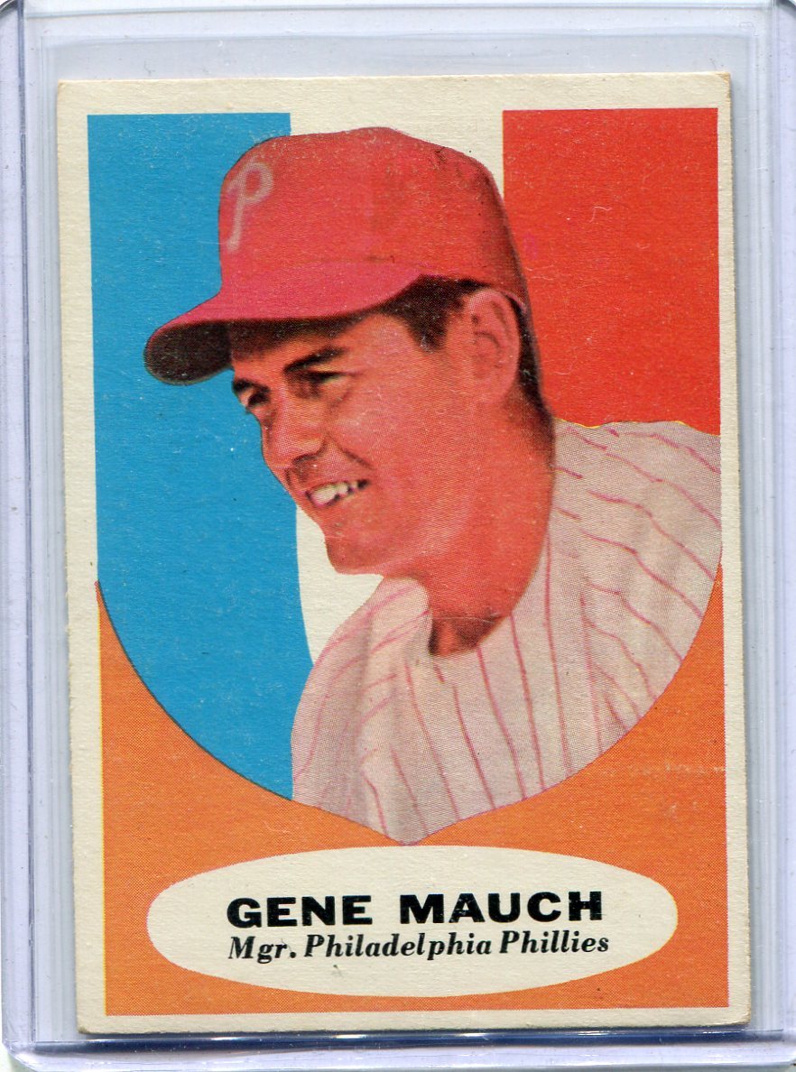 1961 Topps Baseball Card Gene Mauch Manager Philadelphia Phillies NR MT ...