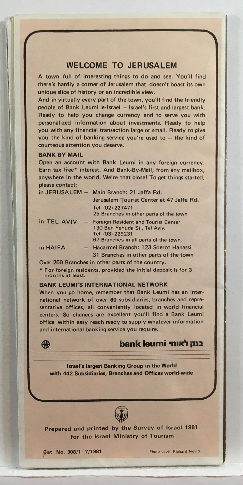 Vintage Travel Brochure/ Map For Jerusalem | Grelly USA